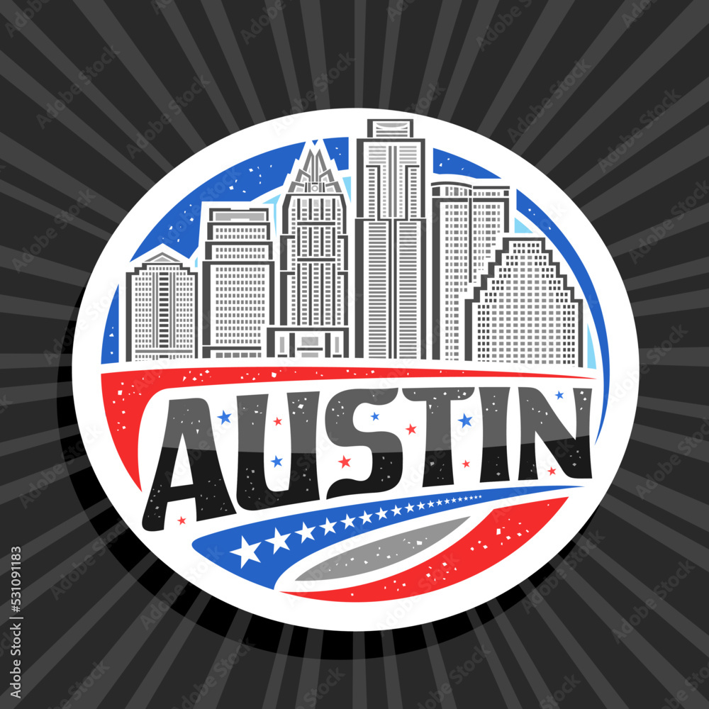 Vector logo for Austin, white decorative sign with simple line ...