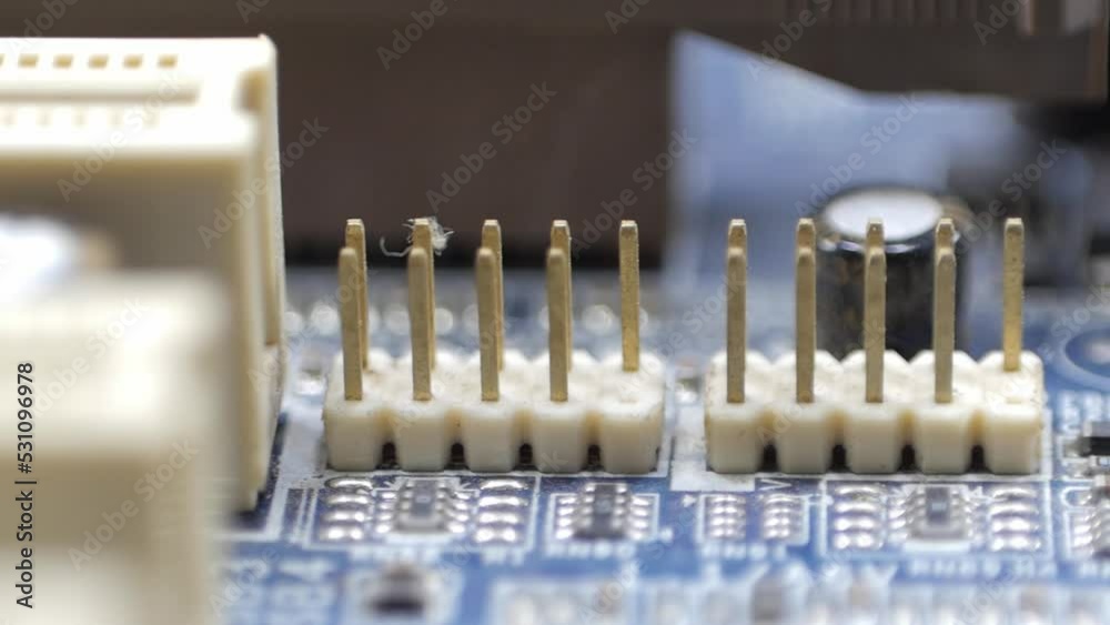 Close-up part of electronic circuit board.Connection of the motherboard ...