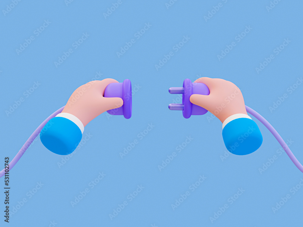 3d minimal Electric socket with a plug. energy saving concept. electric ...