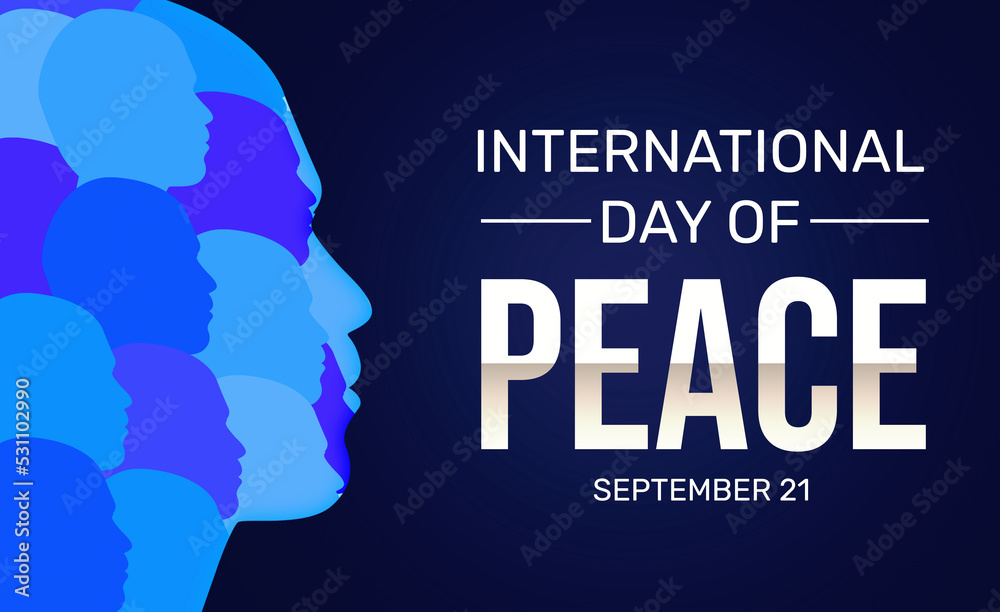 International Day of Peace Abstract Background with Blue Portrait ...
