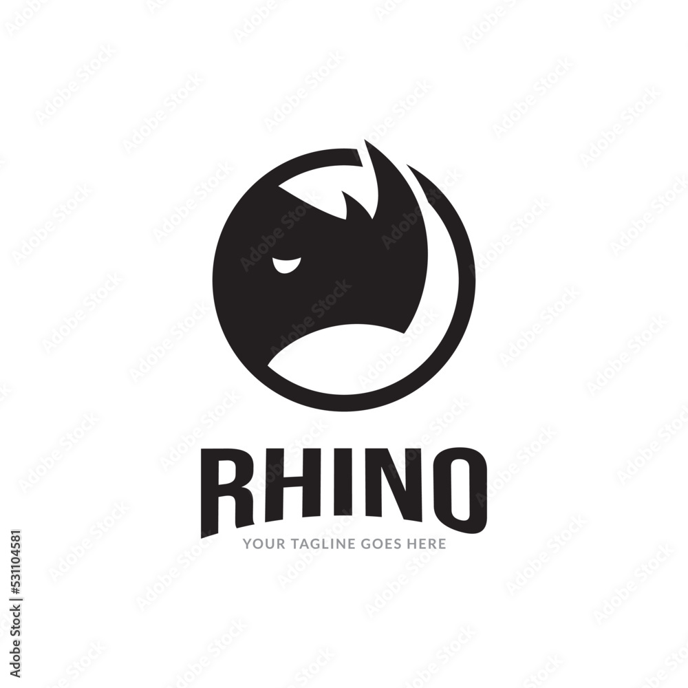 Angry rhino. Monochrome logo vector template. Stock Vector | Adobe Stock Angry rhino. Monochrome logo vector template. Stock Vector | Adobe Stock