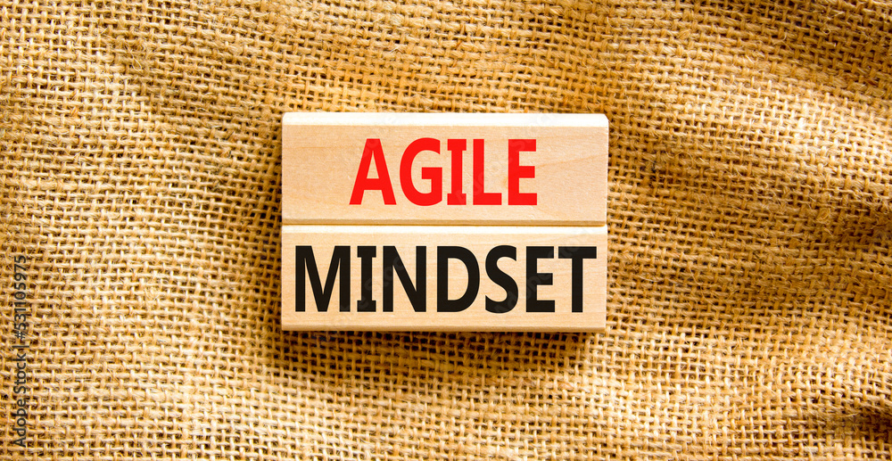 Agile mindset symbol. Concept words Agile mindset on wooden blocks ...