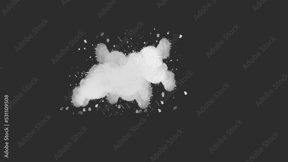 Ink brush stroke transition. Ink splash. Spot ink spread on a white ...