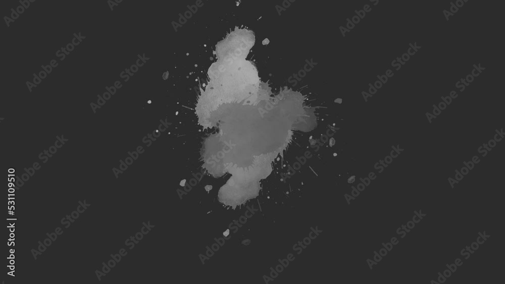 Ink brush stroke transition. Ink splash. Spot ink spread on a white ...