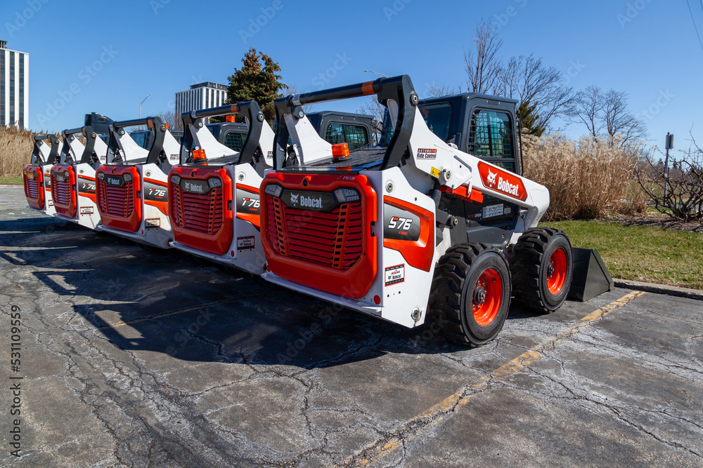 Oak Brook, IL, USA - March 27, 2022: Bobcat S76 Skid-Steer Loaders are ...