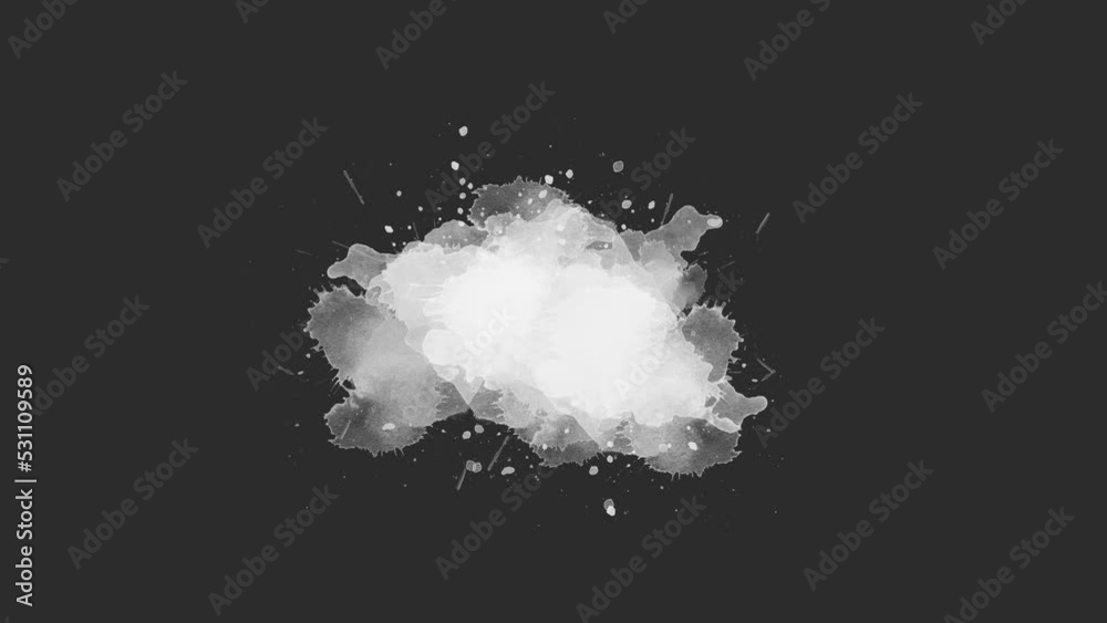 Ink brush stroke slow motion transition. Ink splash. Spot ink on a ...