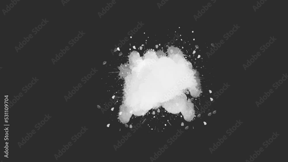 Ink brush stroke transition. Ink splash. Spot ink spread on a white ...