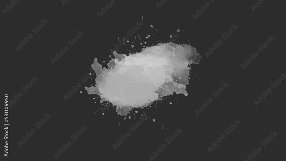 Ink brush stroke transition. Ink splash. Spot ink spread on a white ...