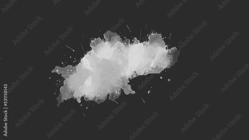 Ink brush stroke transition. Ink splash. Spot ink spread on a white ...