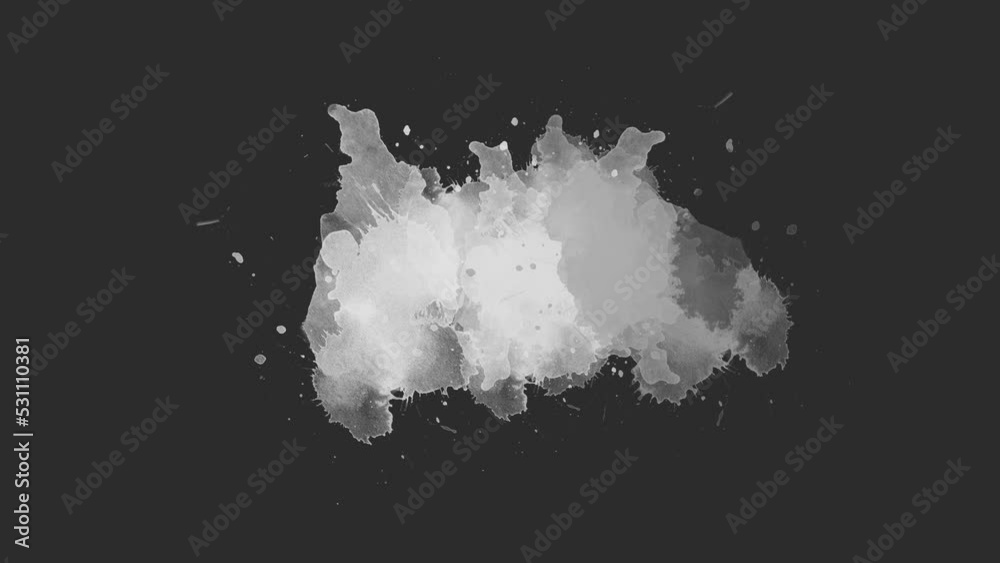 Ink brush stroke transition. Ink splash. Spot ink spread on a white ...