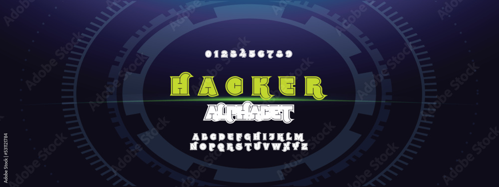 HACKER Sports minimal tech font letter set. Luxury vector typeface for ...