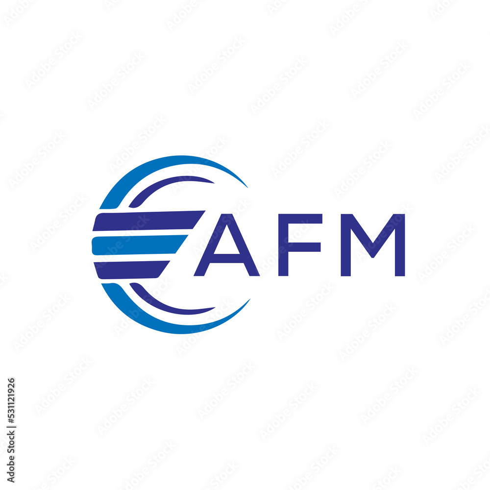 AFM letter logo. AFM blue image on white background. AFM vector logo ...