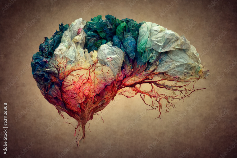 Colorful fantasy anatomy illustration of human brain as psychology made ...