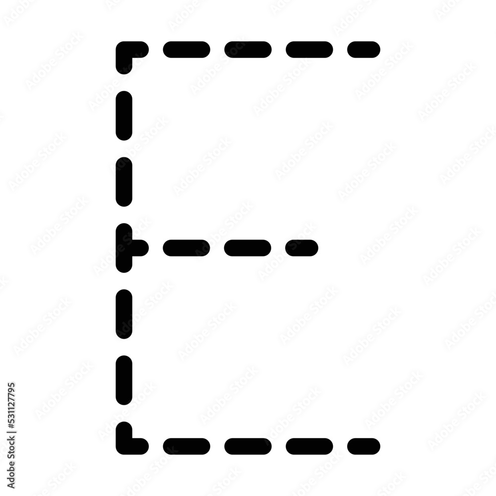 Tracing Alphabet letter E prewriting dotted line element for ...