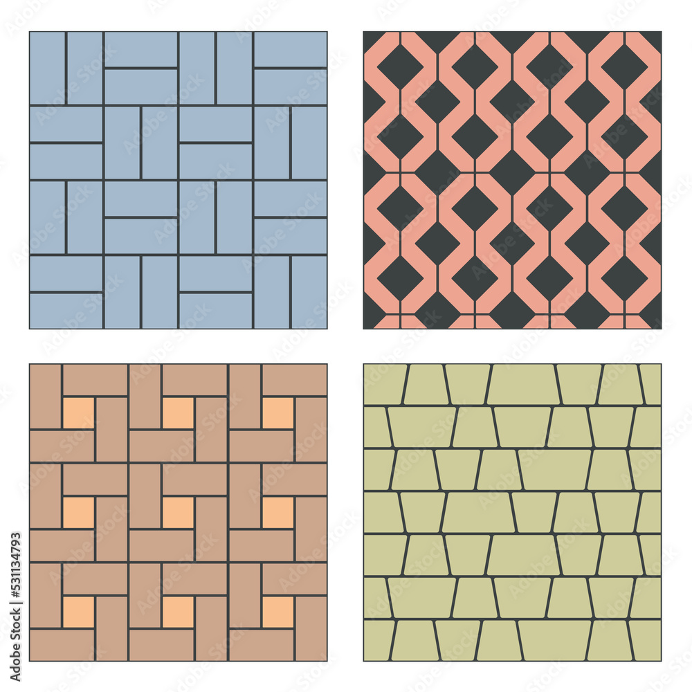 Vector pattern of mosaic paving slabs. Texture made from different ...