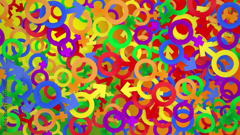 Gender symbols background - male and female. Rainbow color palette ...