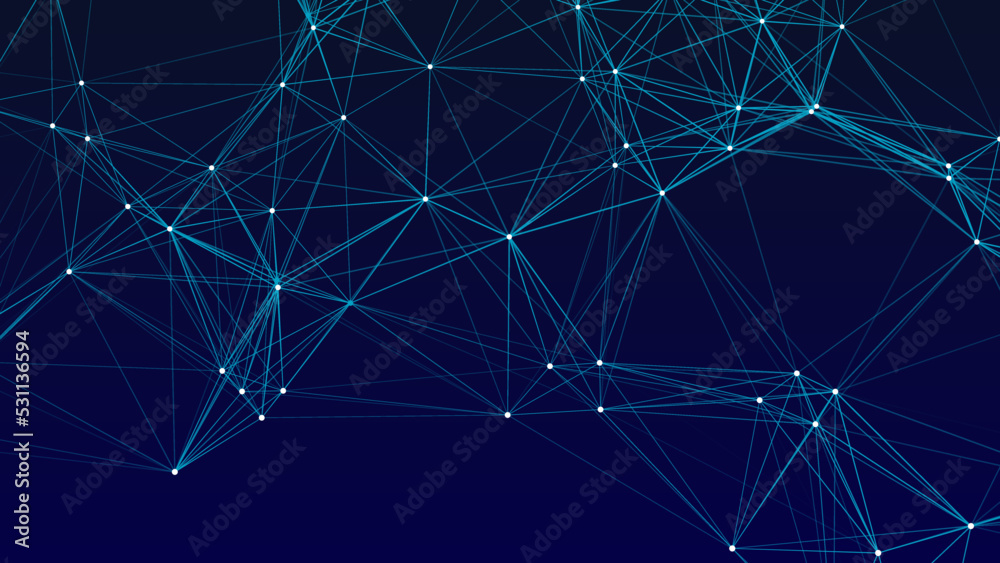 Network Connection Structure Abstract Blue Background With Moving Dots And Lines Futuristic