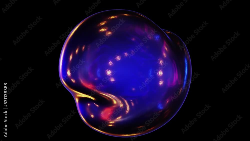 Realistic looping 3D animation of the morphing and waving textured blue ...