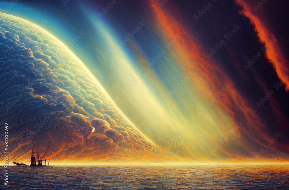 Poster Illustration of the Exodus of the bible, Moses crossing the Red ...