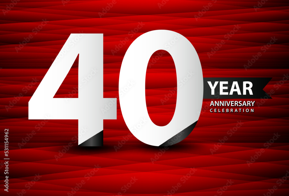 40 Year Anniversary Celebration Logo Vector On Red Background, 40 ...