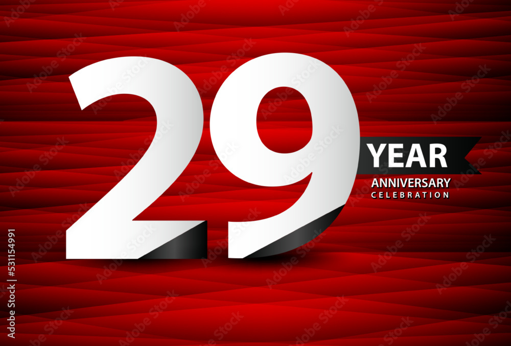 29 Year Anniversary Celebration Logo Vector On Red Background, 29 ...