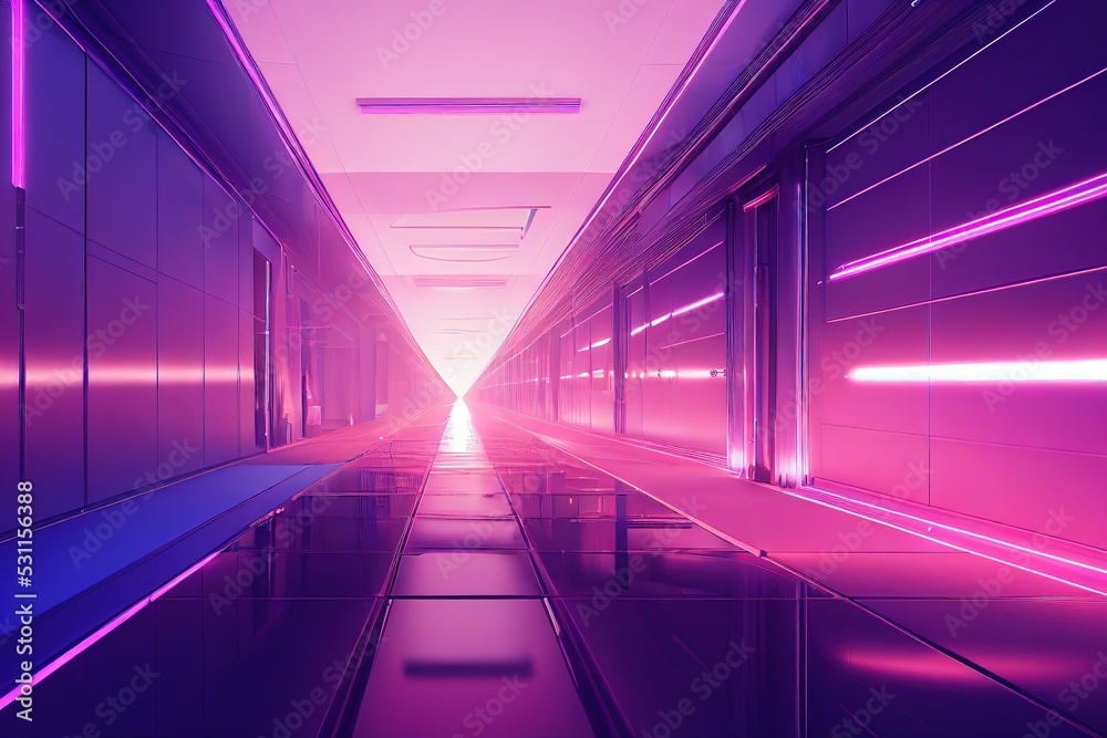 Modern futuristic underground parking, corridor, warehouse with ...