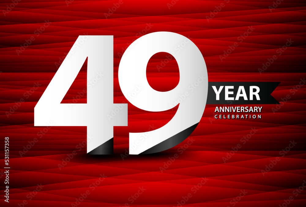 49 Year Anniversary Celebration Logo Vector On Red Background, 49 ...