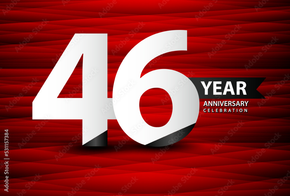 46 Year Anniversary Celebration Logo Vector On Red Background, 46 ...