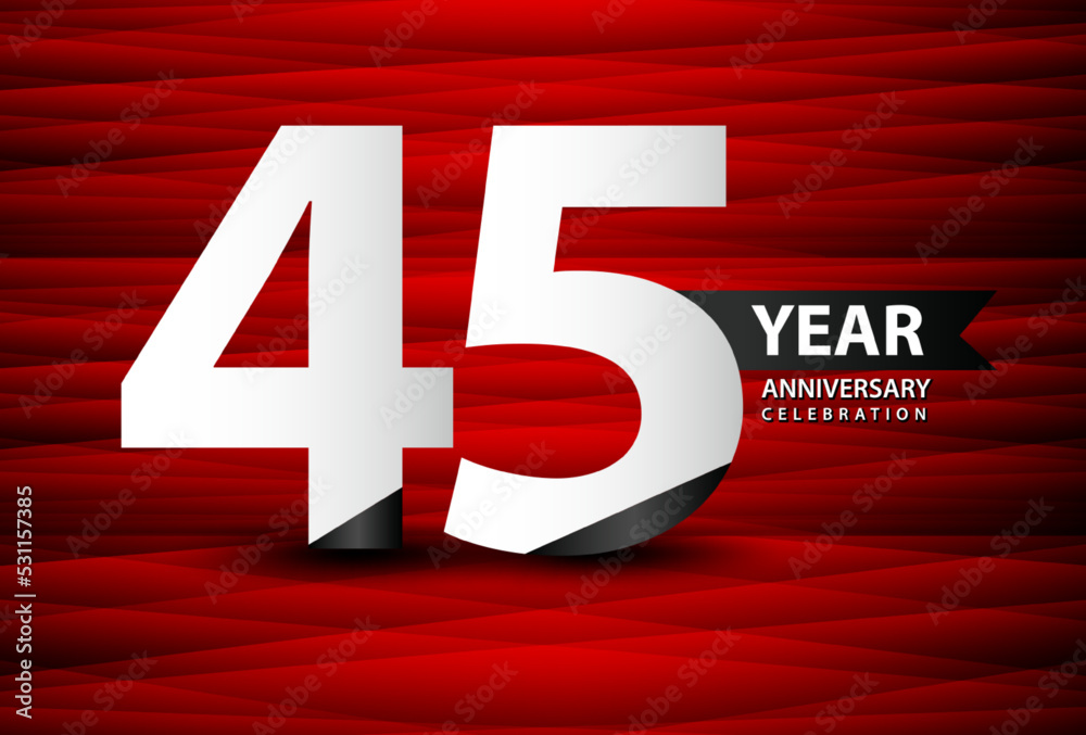 45 Year Anniversary Celebration Logo Vector On Red Background, 45 ...