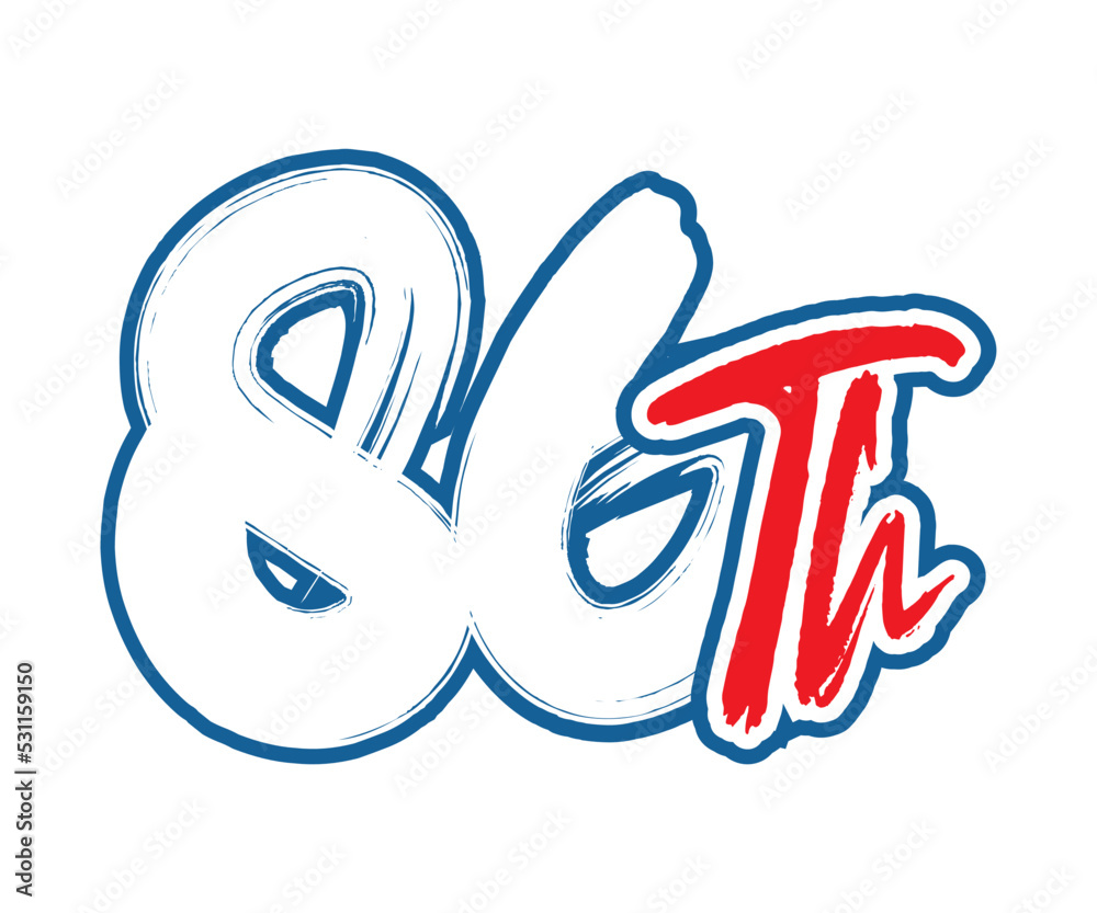 86th Ordinal Number counting vector art illustration with stunning font ...