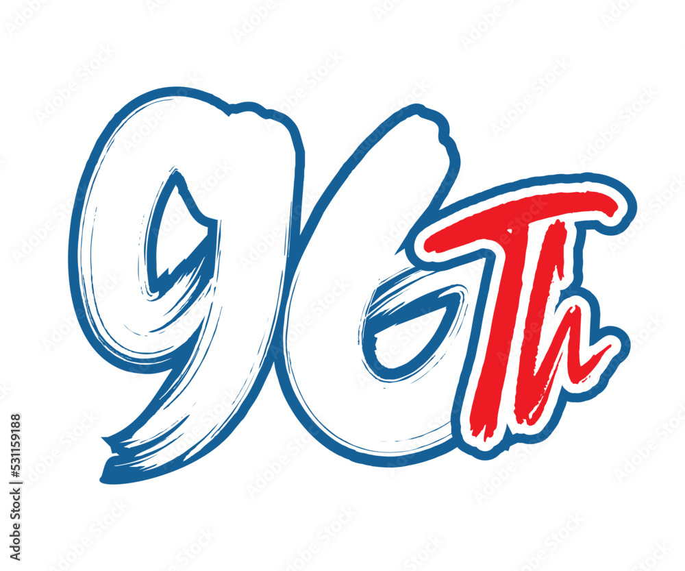 96th Ordinal Number counting vector art illustration with stunning font ...