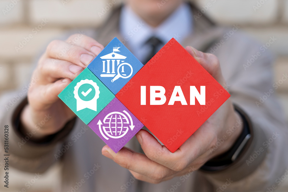 IBAN International Bank Account Number SWIFT Concept. Explanation bank ...