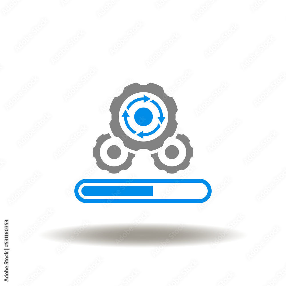 Vector illustration of gear mechanism with round arrow and download bar ...