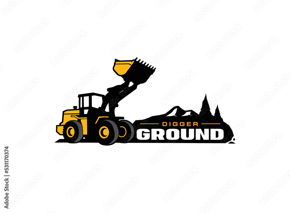 Loader logo vector for construction company. Heavy equipment template ...
