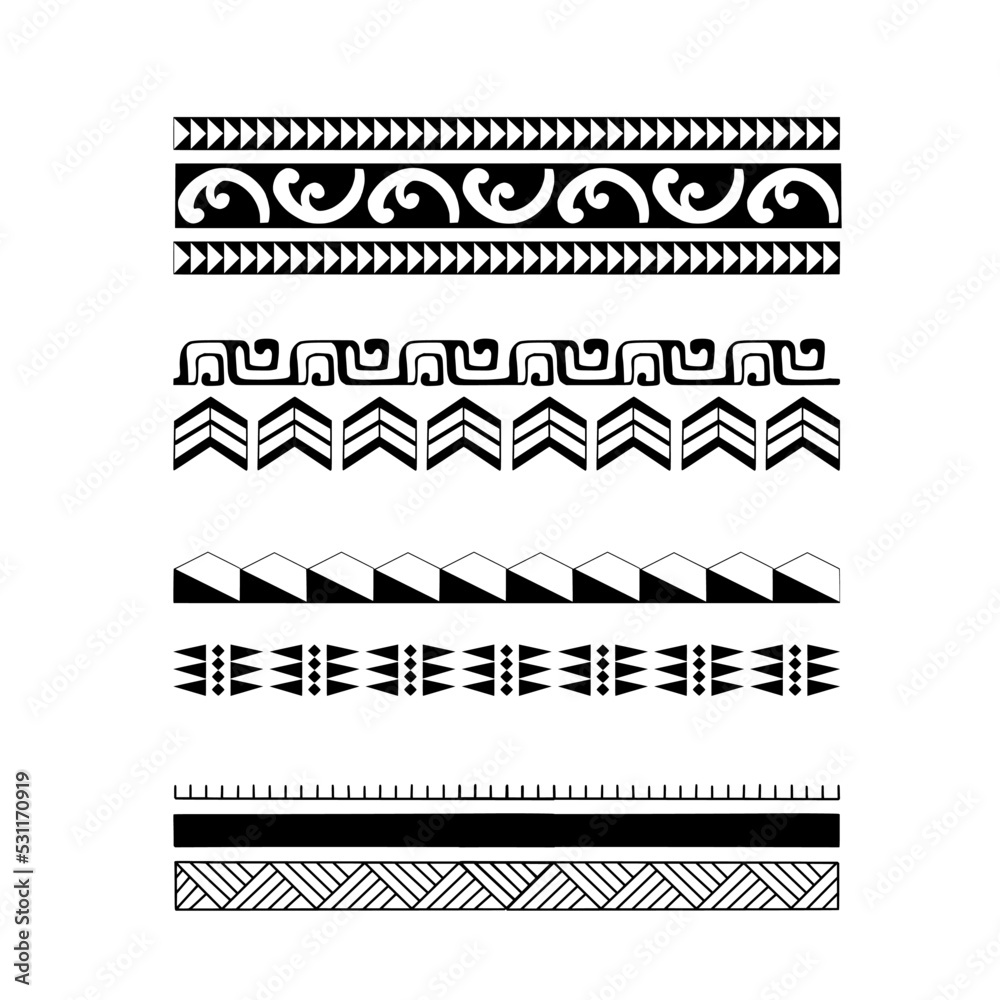 Polynesian armband tattoo stencil. Pattern samoan. Black and white ...