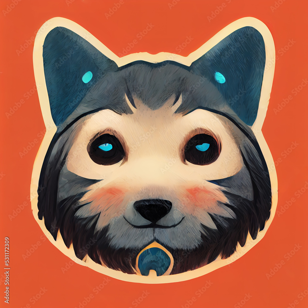 Wolf muzzle sticker. Wolf cub head illustration. Digital illustration ...