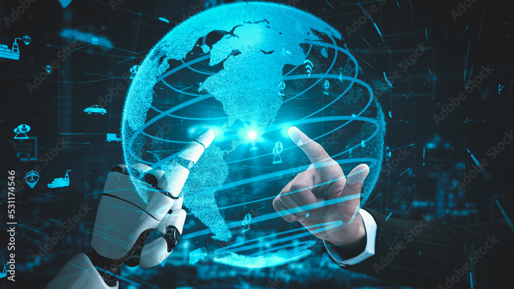 Futuristic robot artificial intelligence enlightening AI technology ...