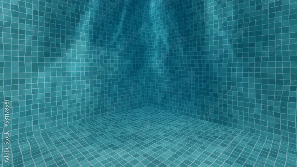 Bottom of the swimming pool. Clear water background with the reflection ...