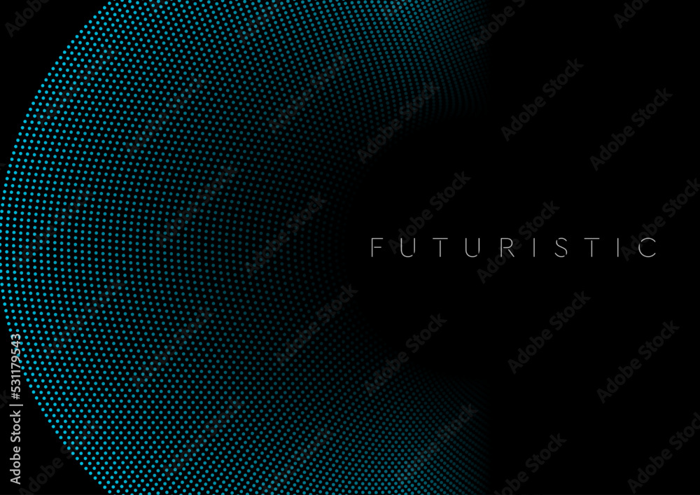 Hi-tech dark blue abstract background with round dotted lines. Vector ...