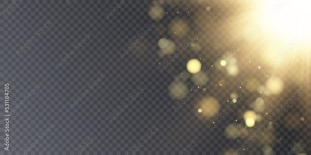 Light effect with lots of glittery glare particles shining on a ...