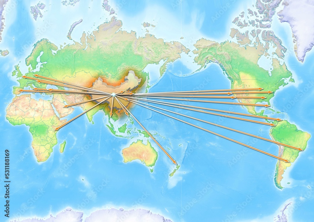 China concept map centerd on Asia Pacific, export concept map for China ...