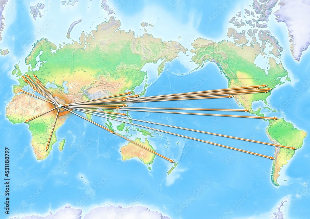 Saudi Arabia concept map centerd on Asia Pacific, export concept map ...