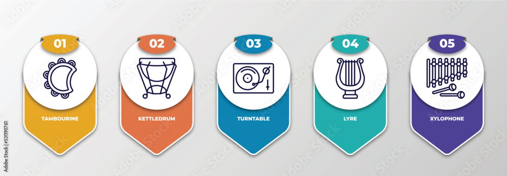 infographic template with thin line icons. infographic for music ...