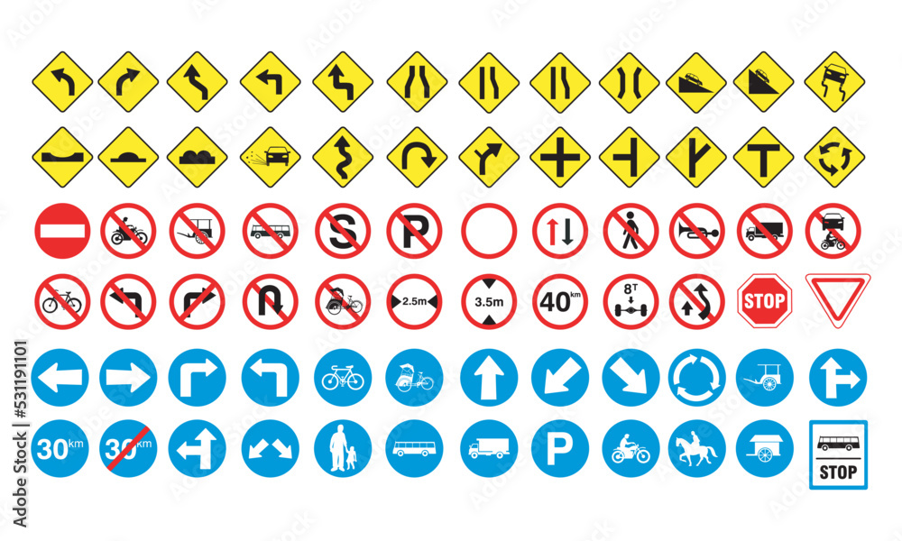 Collection of traffic signs for various uses Stock Vector | Adobe Stock