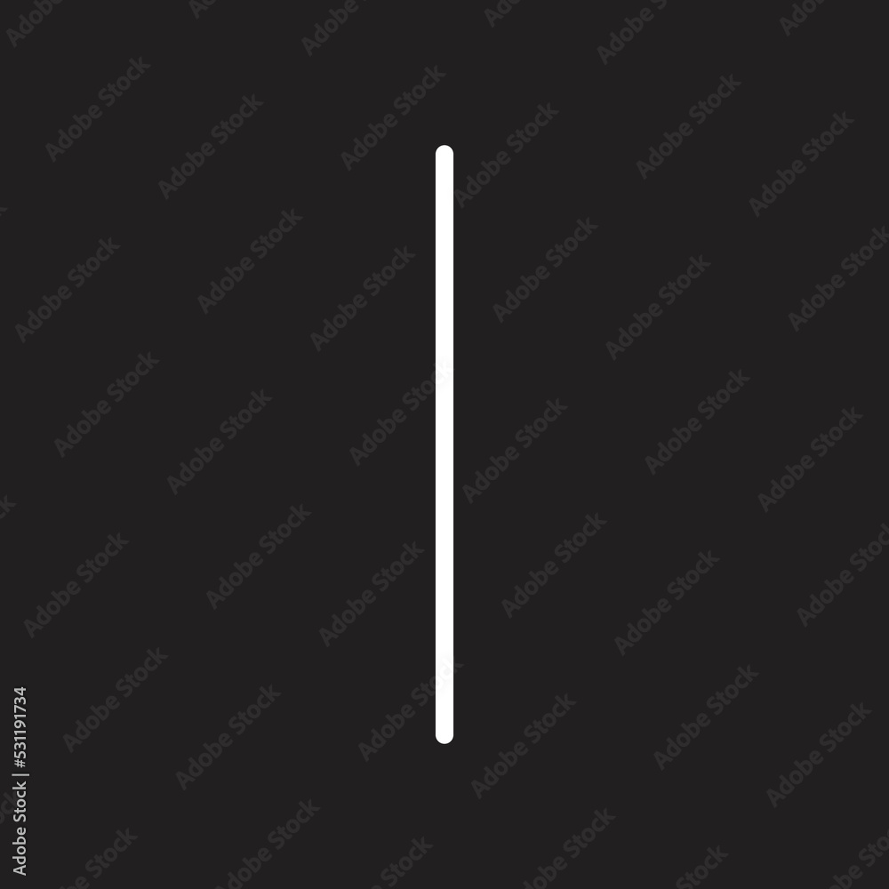 eps10 white vector single vertical line abstract icon isolated on black ...