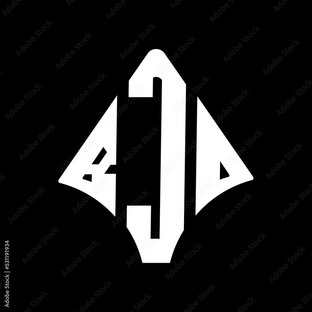 BJD letter logo design. BJD modern letter logo with black background ...