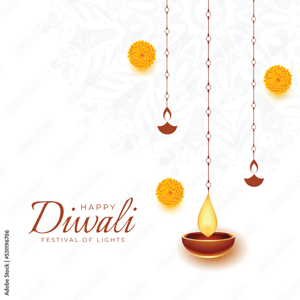 simple happy diwali decorative card with hanging diya design Stock ...