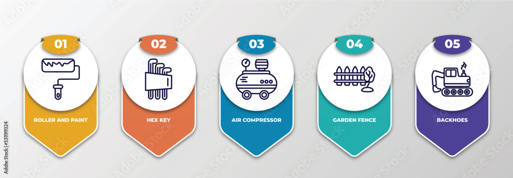 infographic template with thin line icons. infographic for construction ...