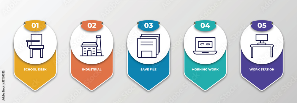 infographic template with thin line icons. infographic for computer ...