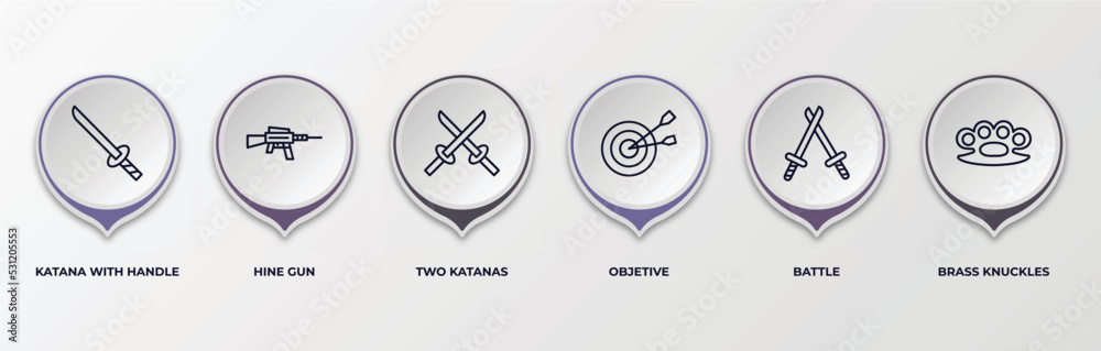 infographic template with outline icons. infographic for weapons ...